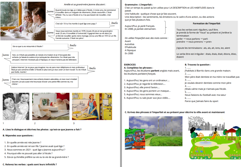 A1 / A2 : Avant, maintenant – Utiliser l’imparfait pour décrire sa vie ...